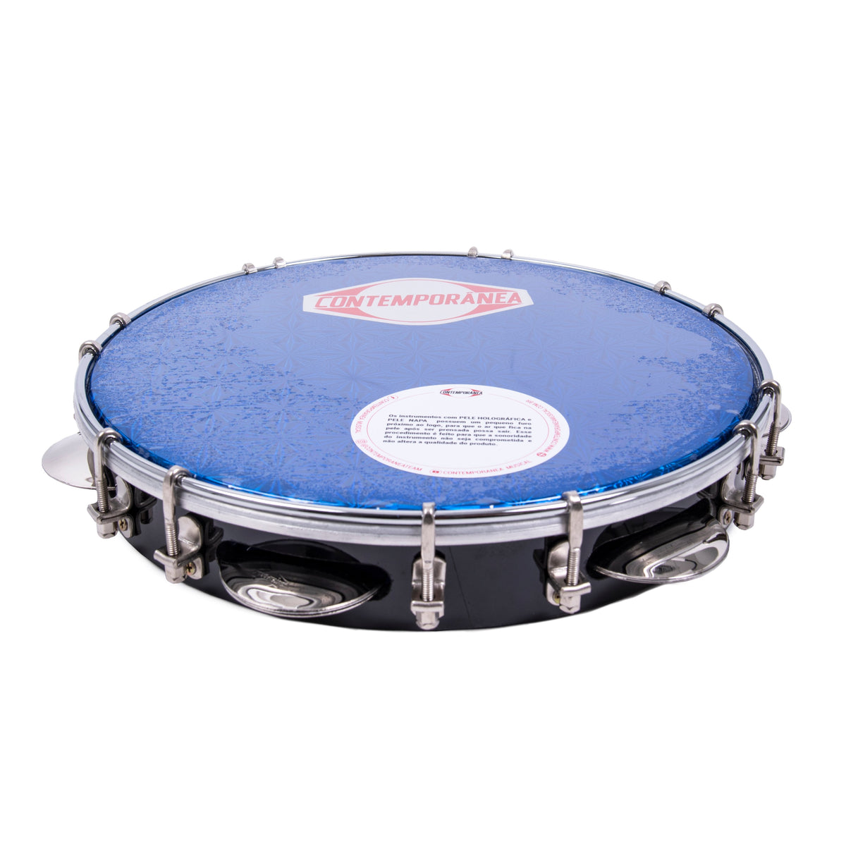 Pandero 10" PRO con parche holográfico AZUL – CONTEMPORÁNEA CHILE